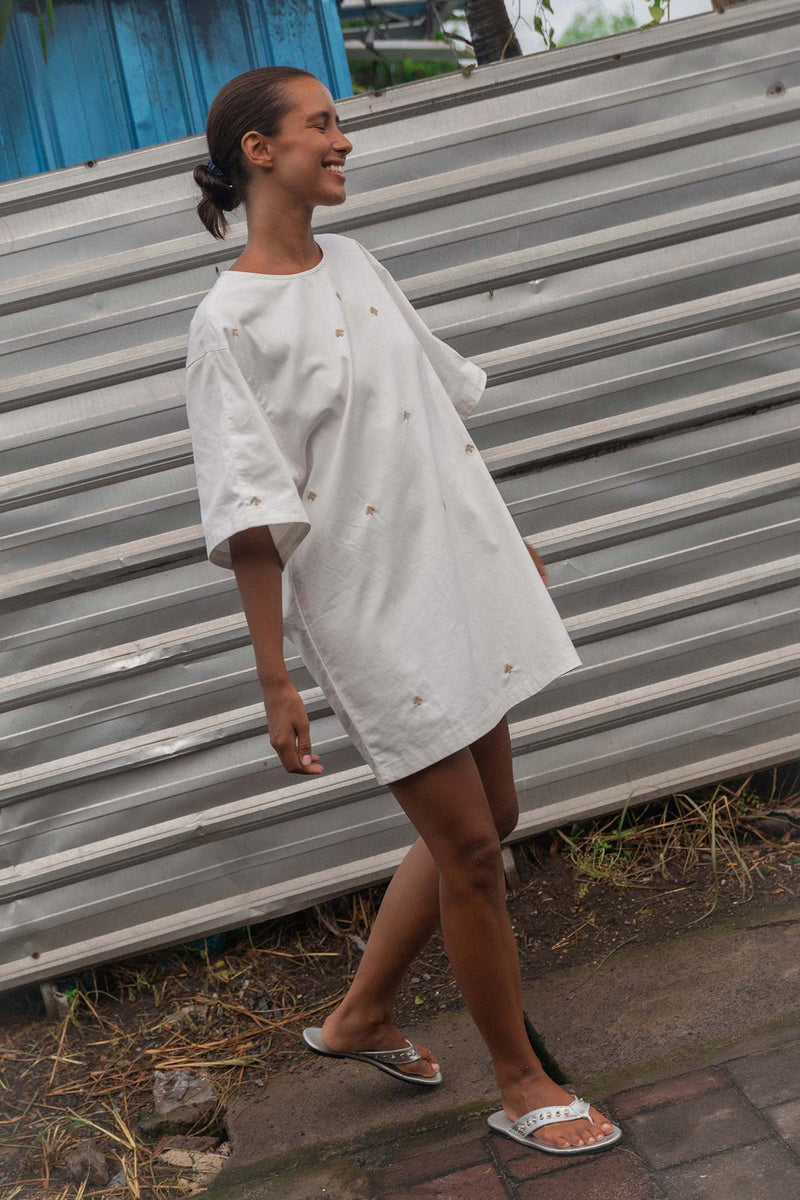 Rowie 'Farrah Embroidered Mini Dress' - Bone – LONNI LIFESTYLE STORE